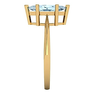 Clara Pucci 1.50ct Marquise Cut Solitaire Blue Simulated Diamond Engagement Bridal Promise Anniversary Ring 18K Yellow Gold Size 8.25