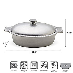 Wilton Armetale Gourmet Grillware Oval Chili Pot with Lid, 4-Quart