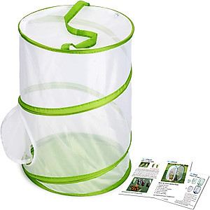 20" Large Butterfly Habitat, Giant Collapsible Insect Mesh Cage Terrarium Pop-up 12" x 20" Tall