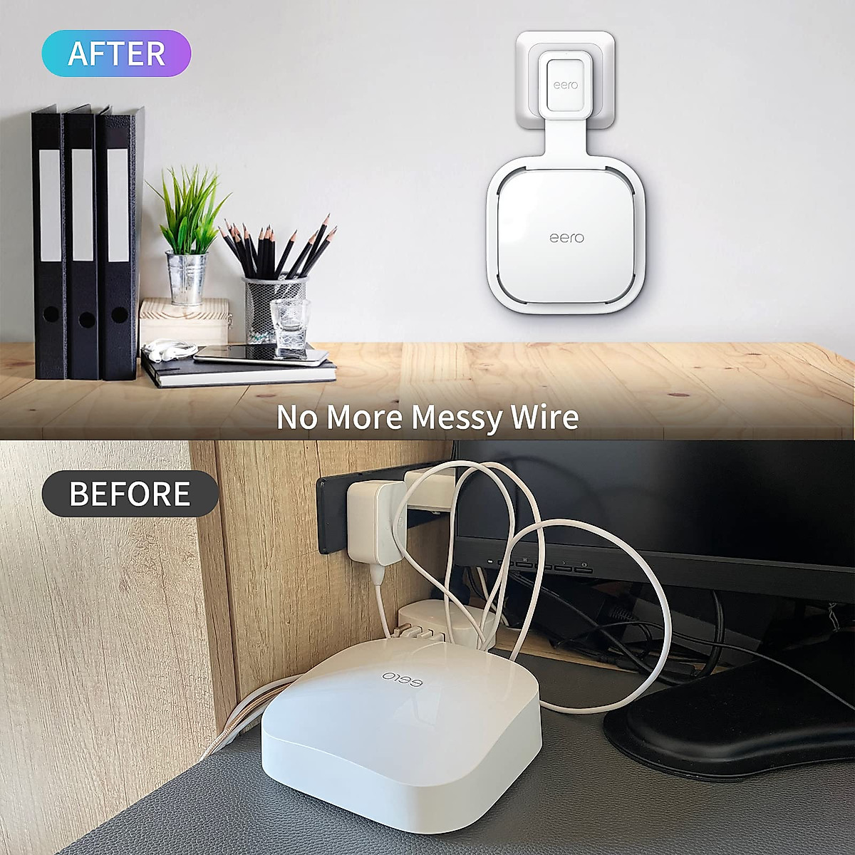 3Pack Wall Mount Holder for eero Pro 6e/Pro 6 Mesh Wi-Fi System,Outlet Wall Mount Stand Bracket for eero Pro 6e tri-Band Mesh,Wall Bracket for eero Pro 6 Extender Router Wire Organizer[Upgraded]