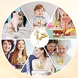 Leezmark 2nd Birthday Number Candle Birthday Decorations Candle Sparkler for Cake Topper, Anniversary Decorations 12 20 21 25 Years Old Birthday Candles (Gold, Number 2 Candle)