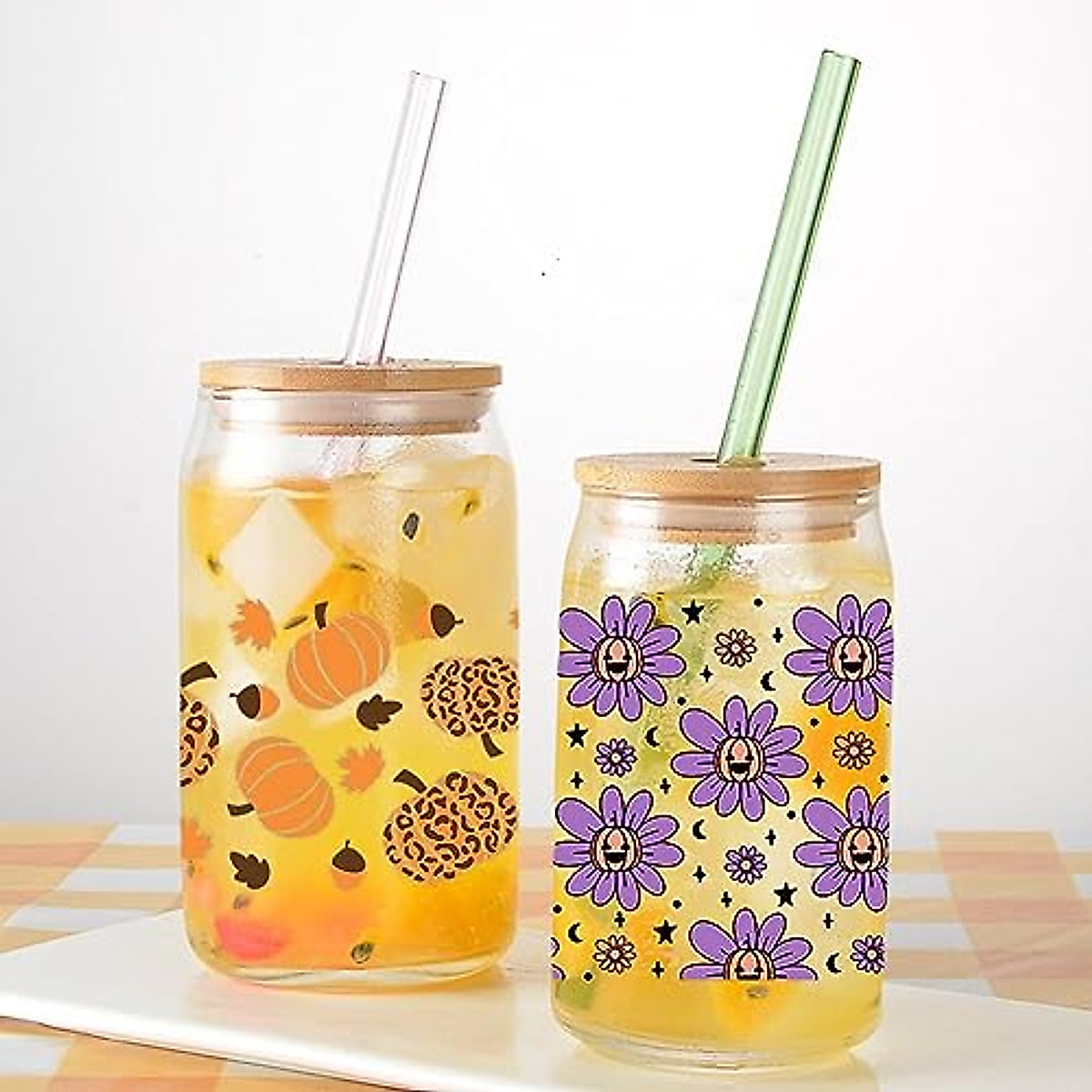 UV DTF Transfer Sticker Thanksgiving Rub on Transfers for Crafting Pumpkin Pattern UV DTF Cup Wrap Transfer Sticker for Glass Coffee Cups Waterproof DIY Decals