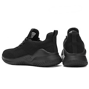 Mens Running Shoes Slip on Walking Tennis Sneakers Lightweight Breathable Mesh Workout Casual Sports Shoes Soft Sole Black
