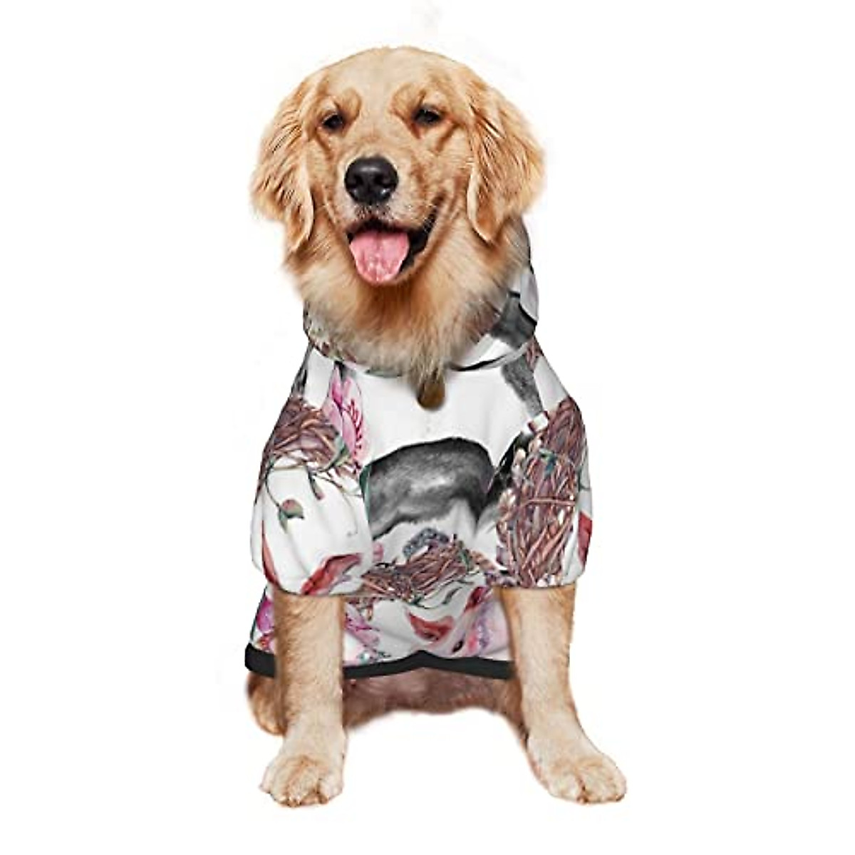 Large Dog Hoodie Spring-Happy-Easter-Bunny Pet Clothes Sweater with Hat Soft Cat Outfit Coat Medium