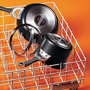 Circulon - 83483 Circulon Symmetry Hard Anodized Nonstick Sauce Pan/Saucepan with Straining and Lid, 3.5 Quart, Black