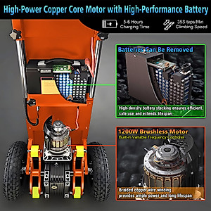 Electric Stair Climbing Dolly Heavy Duty, 1200W Motorized Powered Stair Climber Dolly Cart, 880lb Max Load, Electric Stair Climbing Hand Trucks Dolly for Moving (Orange)