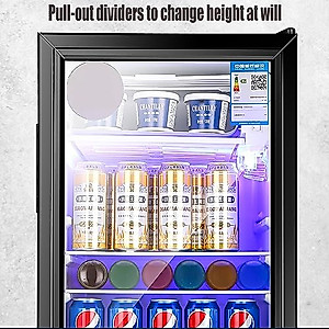 Rrgear Stainless Steel Beverage Refrigerator with Internal Fan - 120-Can Capacity Perfect for Cooling Drinks