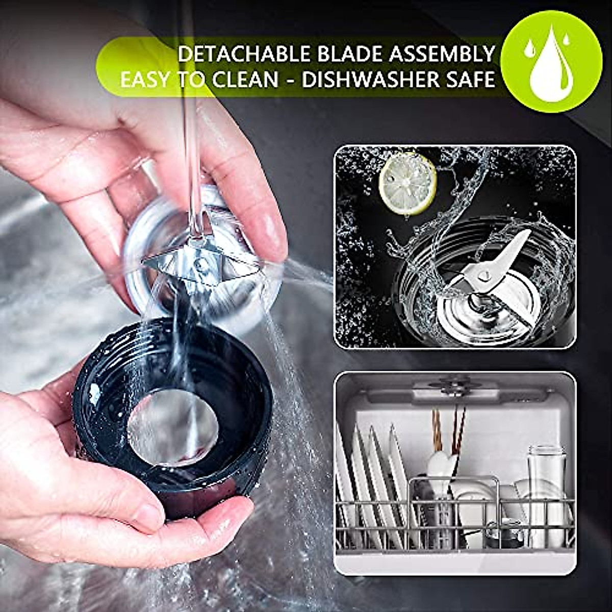 Bear Personal Blender for Shakes and Smoothies with 300W Small Single Serve Portable Countertop Blender, 20.3oz Tritan BPA Free Travel Blender Bottles,Black (Black B)