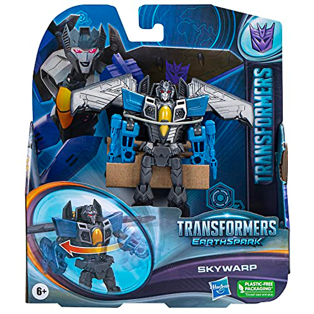 Transformers EarthSpark Warrior Class Skywarp Action Figure, 5-Inch, Robot Toys for Kids, Ages 6 and Up