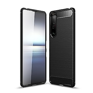CruzerLite Case Compatible with Sony Xperia 1 III Case, Carbon Fiber Texture Design Cover Anti-Scratch Shock Absorption Case for Sony Xperia 1 III (Black)