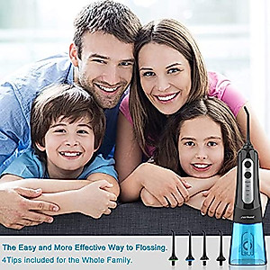 Water Flosser Cordless Teeth Cleaner, Dental Oral Irrigator with DIY Mode, Rechargeable Water Flosser for Braces, Bridges, Implants Care, IPX7 Waterproof with 4 Interchangeable Jet Tips