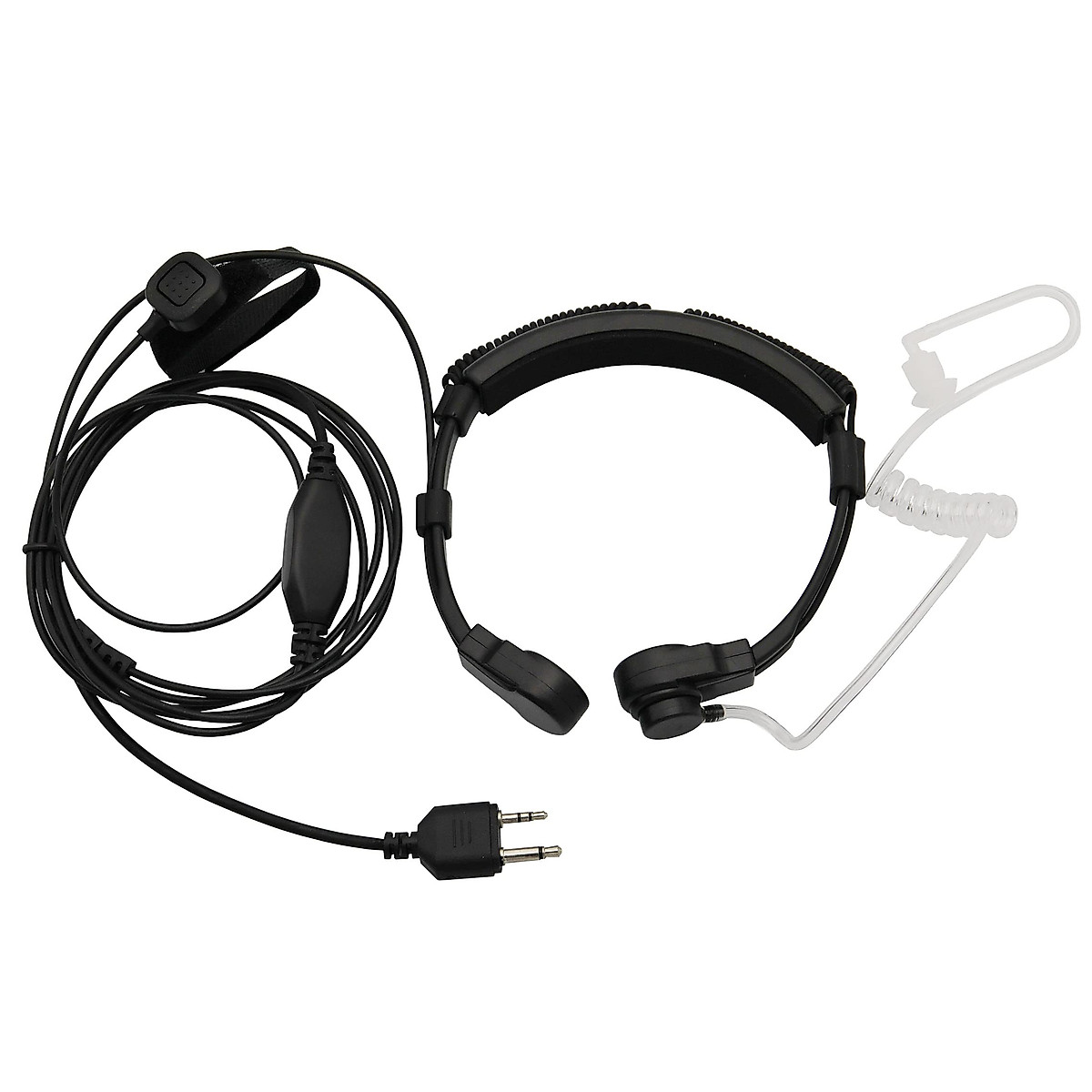 Flexible Throat Mic Microphone Covert Acoustic Tube Tactical Walkie Talkies Earpiece Headset with Finger PTT is Compatible with Midland LXT118 GXT1000VP4 LXT500VP3 LXT600VP3 LXT380 2-pin