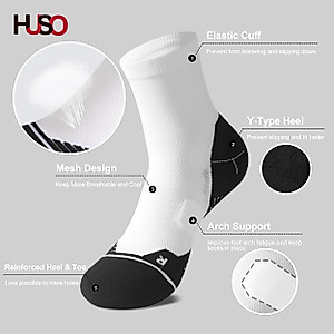 HUSO Tennis Socks Cushioned Low Ankle High Performance Fashion Cool Athletic Running Socks for Men Women 2 Pairs (White, Black, L/XL)