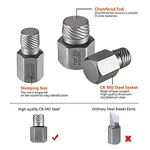 XEWEA 25Pcs Screw Extractor Set Hex Head Multi-Spline Easy Out Bolt Extractor Set, Chrome Molybdenum Alloy Steel Heavy Duty Metric EZ Out Rounded Screw Remover