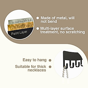 Josmimic Wall Necklace Organizer Holder: Wall Mounted Jewelry Hanging Storage Necklaces Display Hanger Black