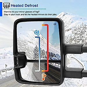 Spec-D Tuning Black Power Heated BSM Tow Mirrors w/Amber LED Signals Compatible with 2007-2021 Toyota Tundra, 2008-2017 Toyota Sequoia