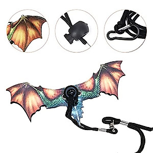 Bearded Dragon Leash Harness,Leather Removable Lizard Leash with Lizard Wing for Bearded Dragon Lizard Reptiles