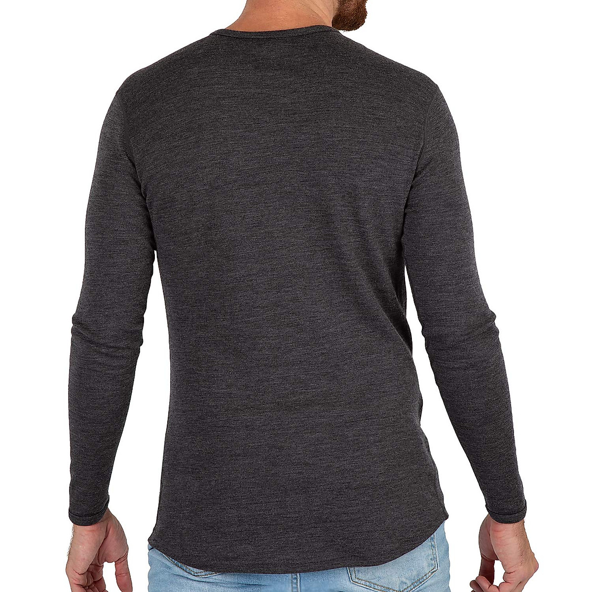 MERIWOOL Mens Base Layer - 100% Merino Wool Midweight Long Sleeve Thermal Shirt Charcoal Gray