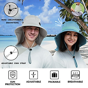 Sukeen Cooling Sun Hat for Men Women UPF50+ Wide Brim Fishing Hat with Neck Flap Adjustable Foldable Bucket Hat for Hiking White