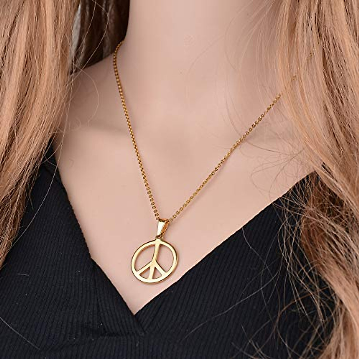 Peace Sign Necklace Earrings Set for Women Hippie Costume Accessories 70s Outfits for Women Hippie Jewelry for 60s 70s Party Favors Decorations