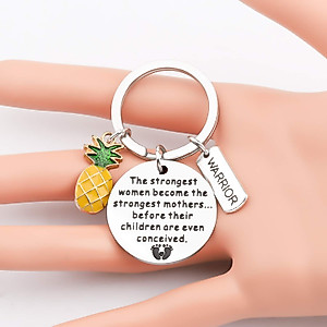 FUSTMW IVF Mom Gifts IVF Pineapple Keychain IVF Infertility Warrior Jewelry Infertility Awareness Support The Strongest Women Become The Strongest Mothers (silver)