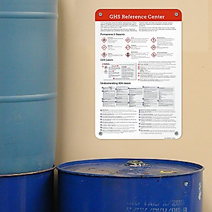 SmartSign 18 x 24 inch Safety GHS Poster “GHS Reference Center - Pictograms And Hazards, GHS Labels, Understanding SDS Sheets” 55 mil Tear-Resistant Plastic, Pre-Drilled Holes, Multicolor, USA-Made