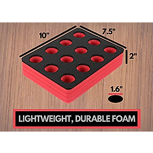Polar Whale Shot Glass Holder Organizer Modern Tray for Home Kitchen Bar or Club Party Durable Red and Black Durable Foam Serving Rack 10 Inches Wide Holds 12 Shots