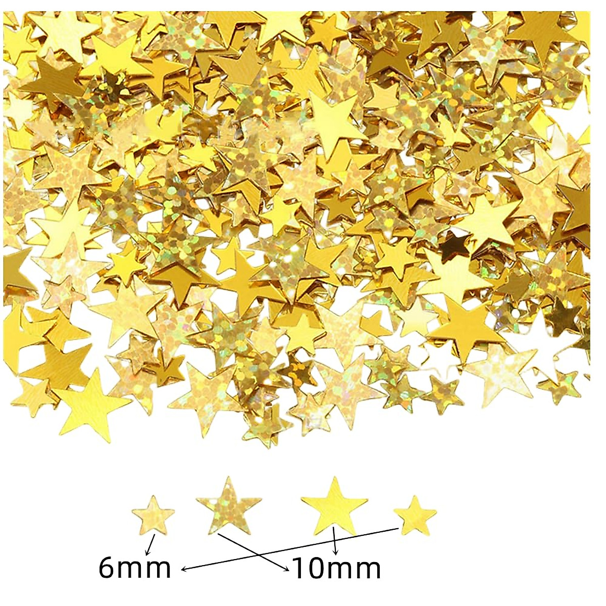 Star Confetti Star Table Confetti Metallic Foil Stars Sequin 6-10 mm for Halloween Birthday Graduation Party Wedding Decorations,Makeup Hobbies- 60 Grams/ 2.1 Ounce (Gold)