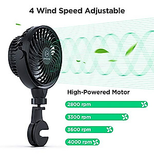 LEMOISTAR Car Fan, USB Powered Car Circulator Fan with Multi-Directional Hook, 4 Speed, 360° Rotatable Personal Cooling Vehicle Fan for Car, Rear and Back Seat Passenger Pet