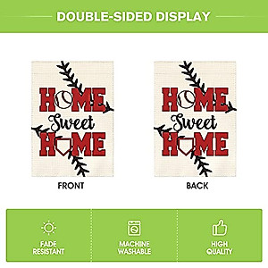 AVOIN Baseball Garden Flag Vertical Double Sided Home Sweet Home, Bat Ball Sport Softball Flag Yard Outdoor Decoration 12 x 18 Inch