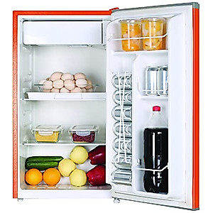 ARCTIC CHEF Mini Refrigerator-Freezer Compartment-Adjustable Thermostat Control-Reversible Doors-Ideal for Dorm, Office, RV, Garage, Apartment-ORANGE, 3.2 CU.FT