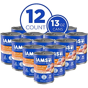 IAMS PROACTIVE HEALTH Healthy Aging Wet Dog Food Classic Ground with Slow Cooked Chicken and Rice, 12-Pack of 13 oz. Cans