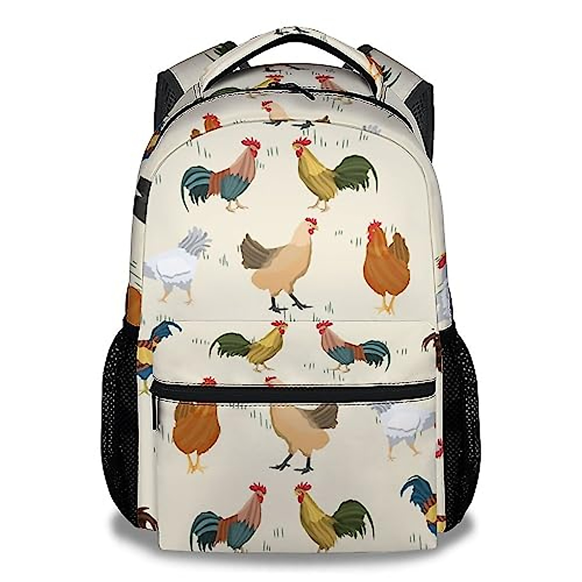 COOPASIA Chicken Backpack, 16 Inch Animal Theme Bookbag with Adjustable Straps, Durable, Lightweight, Large Capacity, School Backpack for Kids Girls Boys