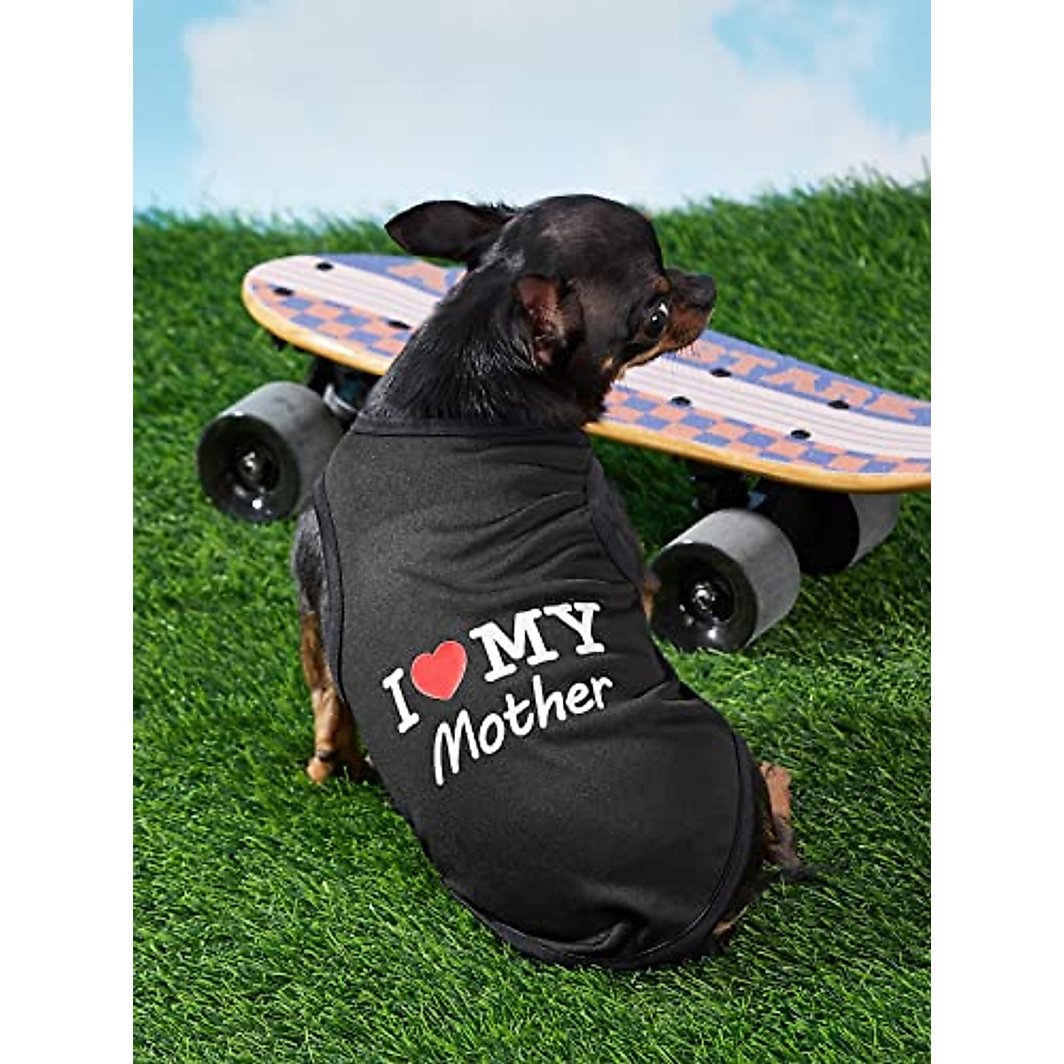 QWINEE Dog Love Mom Dad Letter Print Tank Top Dog Vest Cat Dog Puppy Tee Shirts Clothes for Small Dogs Kitten Kitty Black A XS
