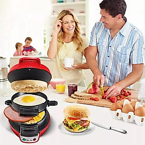 Generic Raf Burger Maker,600w Raf Breakfast Sandwich Maker with Egg Cooker Ring, Burger Maker Machine Electric,BurgerBeasts Multicook Press, Raf Waffle Maker (Red), standard