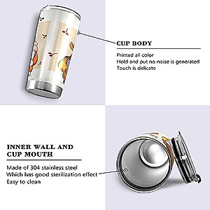 Jihqo Cute Autumn Pumpkin Gnome Tumbler with Lid and Straw, Insulated Stainless Steel Tumbler Cup, Double Walled Travel Coffee Mug Thermal Vacuum Cups for Hot & Cold Drinks 12oz