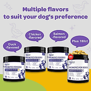 Probiotics for Dogs, Duck Flavored Dog Probiotics with Prebiotics and Digestive Enzymes for Dog Gut Health, Vitamins and Omega 3 for Skin & Coat & Immune Health, Allergy Itch Relief, Reduce Diarrhea