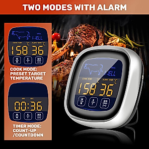 Vedozo Digital Meat Thermometer for Cooking, Instant Read LCD Touchscreen Food Thermometer with Long Probe, Cooking Thermometer and Clock Timer for Kitchen, BBQ, Oven by Giveme5