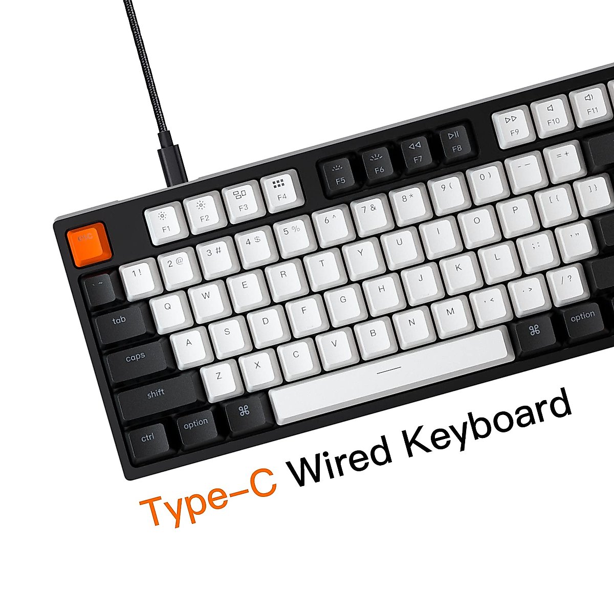 Keychron C1 Mac Layout Wired Mechanical Keyboard, Gateron G Pro Red Switch, Tenkeyless 87 Keys ABS keycaps Computer Keyboard for Windows PC Laptop, White Backlight, USB-C Type-C Cable