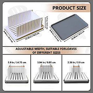 PLENTY HOUSE. Bread slicer for homemade bread. Manual bread slicing guide with adjustable with adjustable width, foldable, compact and with crumb tray. Ideal for sourdough bread, baguettes and bagels.