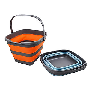 SAMMART 10L (2.6 Gallon) Set of 2 Collapsible Rectangular Handy Basket/Bucket (Sea Angel + Orange, 2)