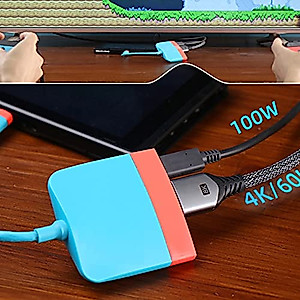 CUJUX Switch TV Dock for Portable Docking Station USB C to 4K HDMI-Compatible USB 3.0 PD (Color : Red and Blue)