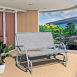 GOLDSUN Swing Glider Chair 2 People Outdoor & Indoor Swing Lounge Glider Chair Cozy Patio Bench for Patio, Backyard, Poolside, Lawn Steel Rocking Garden Loveseat-Grey