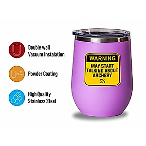 Archery Pink Edition Wine Tumbler 12oz - Warning Talking Archery - Funny Gift For Archery Coach Athlete Hunt Target Shot Trainer Arrow Bow Sport