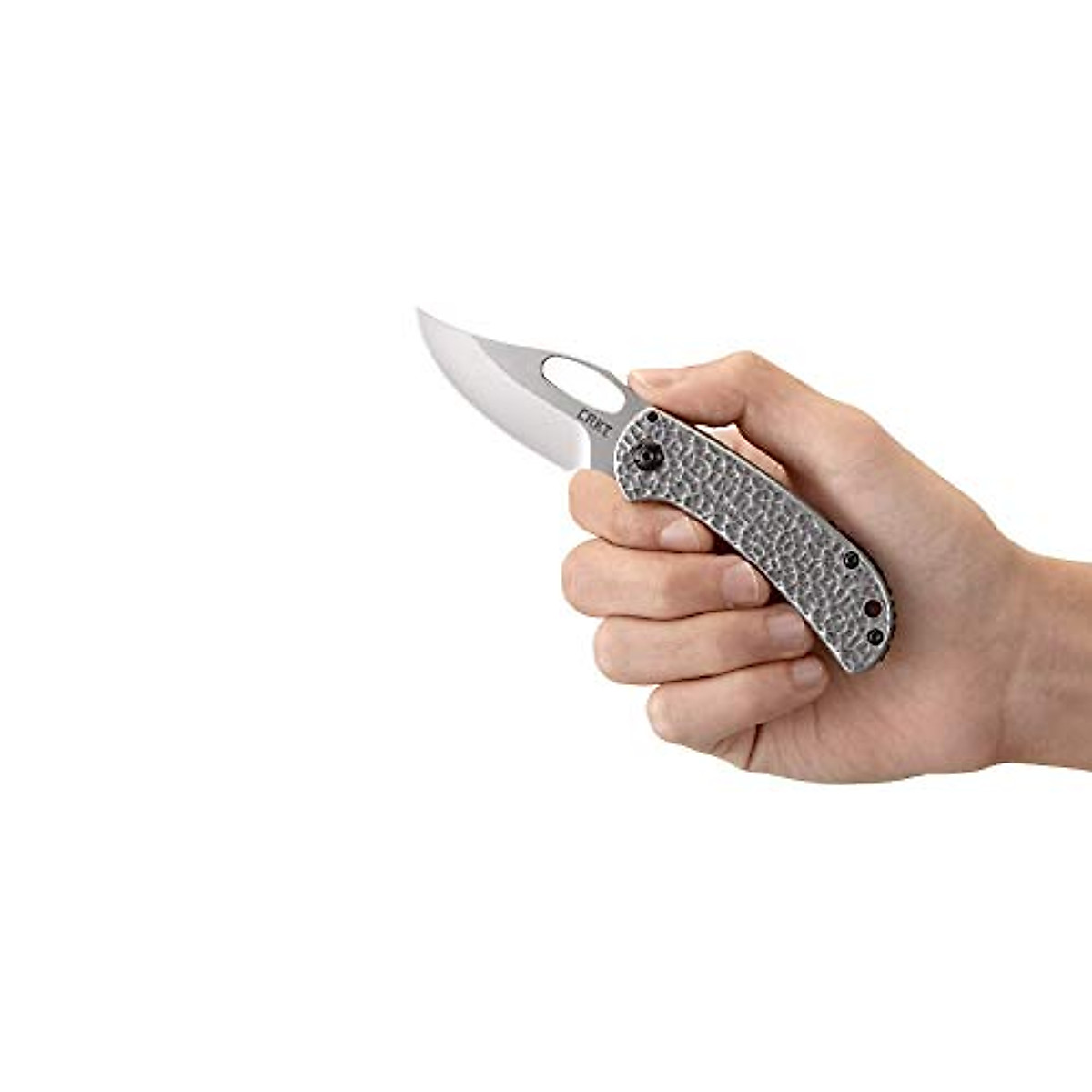 CRKT Chehalem EDC Folding Pocket Knife: Everyday Carry, Clip Point Plain Edge Blade with Satin Finish, Thumbstud Open, Frame Lock, Stainless Steel Handle with Hammer Finish 6540