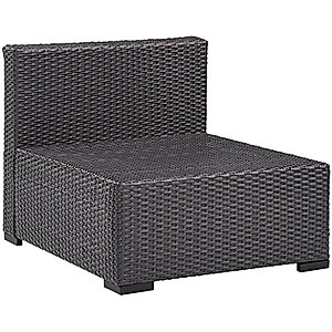 Crosley Furniture KO70125BR-MO Biscayne Outdoor Wicker Armless Chair with Mocha Cushions - Brown