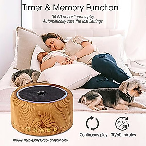 White Noise Machine,Baby Sound Machine with 6 Breathing Lights for Baby Kids Adult Sleeping & Nursery 30 Soothing Natural Sounds Timer & Memory Function Wood Grain Portable for Travel