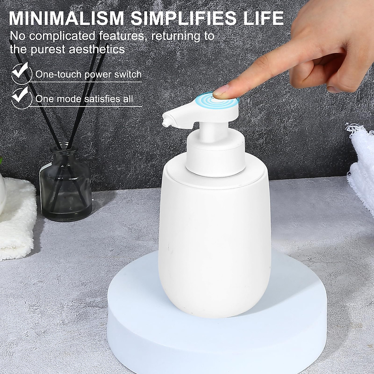 Automatic Soap Dispenser Foaming Hand Free Soap Dispenser Foam Rechargeable Soap Dispenser Touchless Soap Dispenser Smart Electric Auto Dish Soap Dispenser for Bathroom, Kitchen, Commercia White