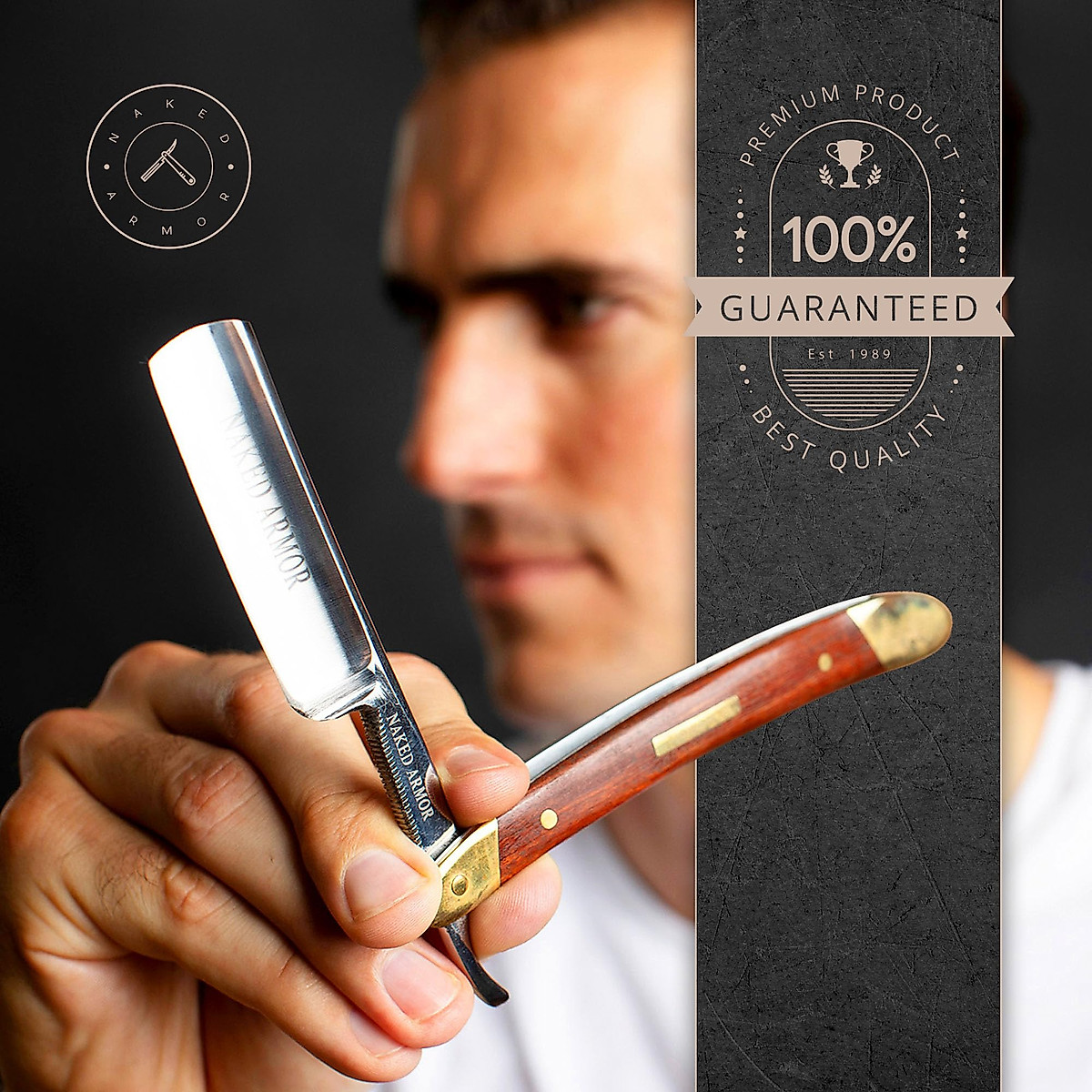 Best Straight Razor - Shave Ready Straight Edge Razor, Japanese Steel + Biblical Wood Straight Razor for Men, Barber Approved Straight Razor, Mens Straight Razor, Leather Case, Close Shave, Great Gift