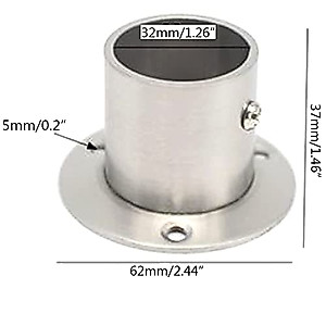 jing Stainless Steel Closet Rod Brackets Closet Shower Rod Bracket Closet Pole Sockets Flange Holder End Support Bracket for 32mm 1.25 Inch Diameter Rod (Set of 4)